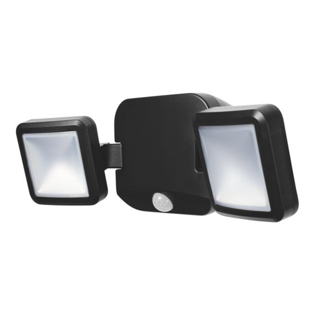 LED Battery Powered Double Spotlight with Sensor Black 10W 4000K