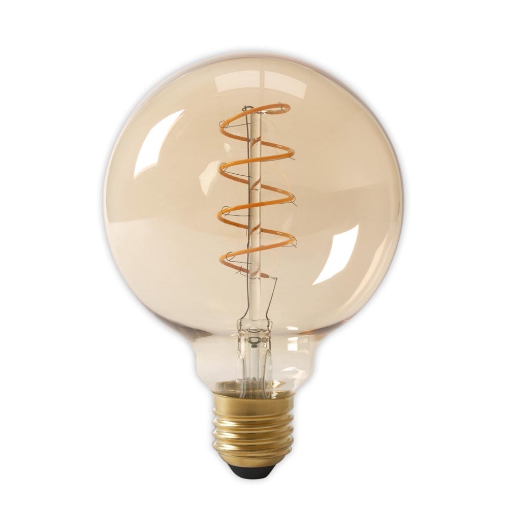 Calex LED Long Filament 125mm Globe 3.8W (25W eq.) ES Gold 2100K Dimmable